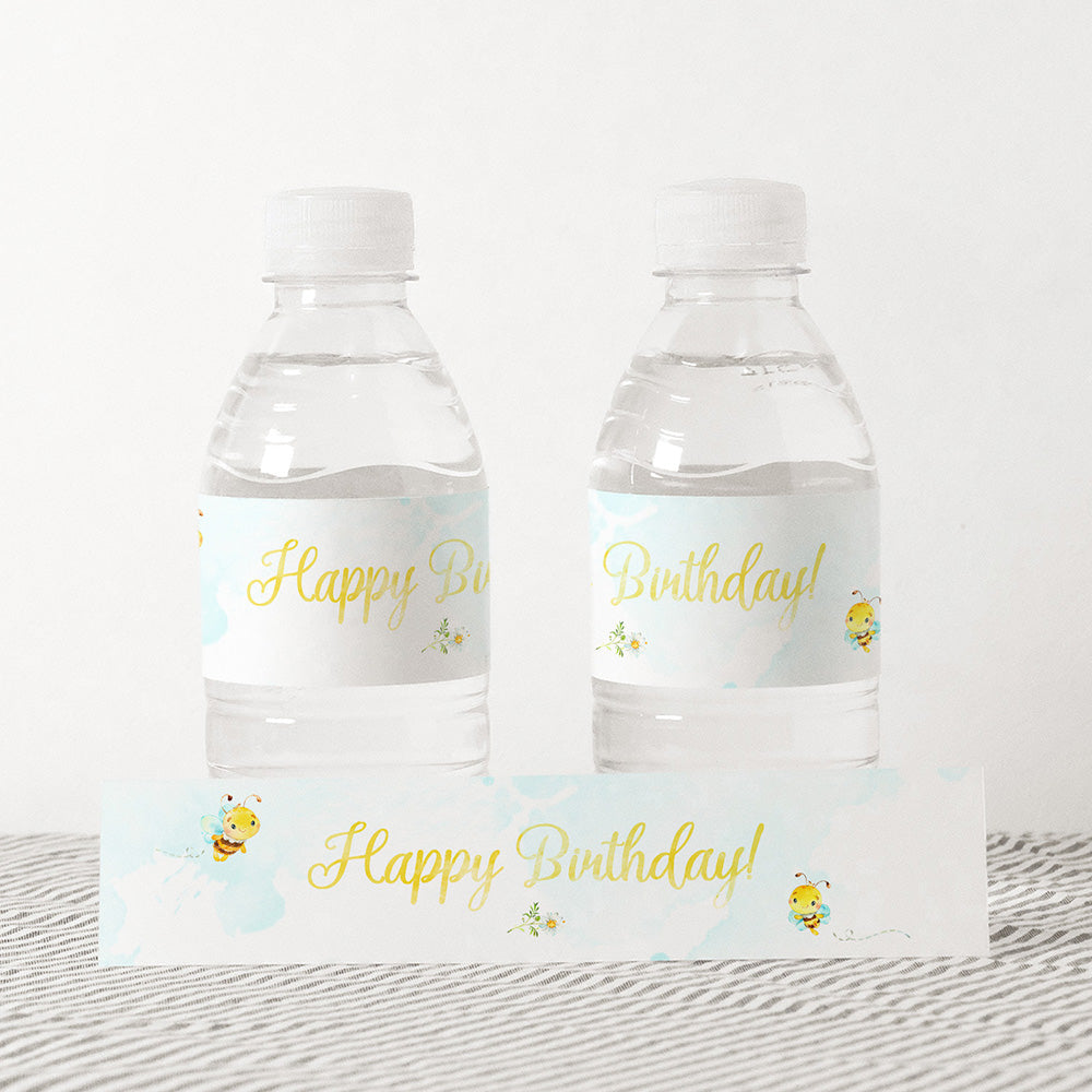 Honey Bee Birthday Water Bottle Label – The Painted Barn Studio