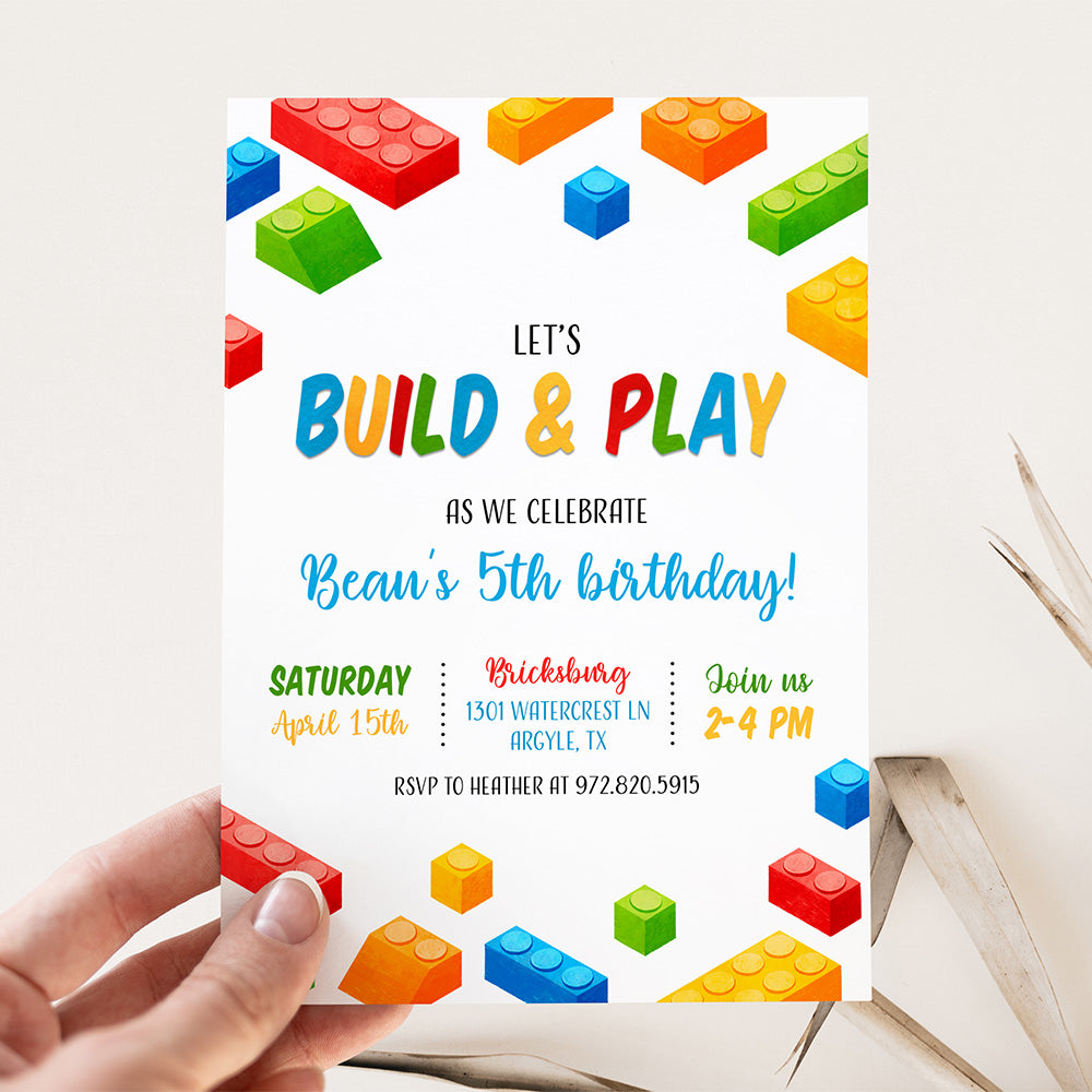 Watercolor Building Block Birthday Invitation – The Painted Barn Studio