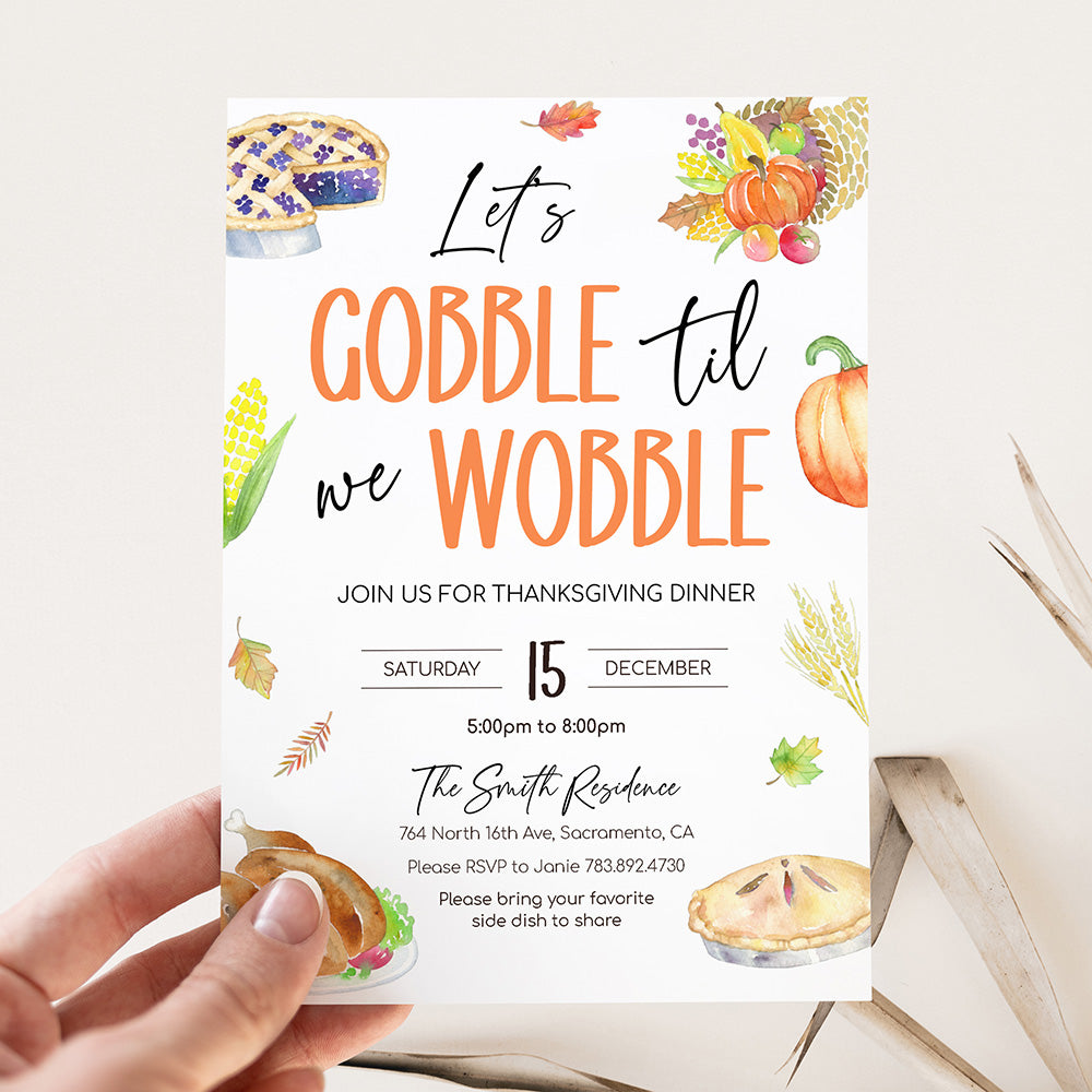 Gobble Til We Wobble Thanksgiving Invitation – The Painted Barn Studio