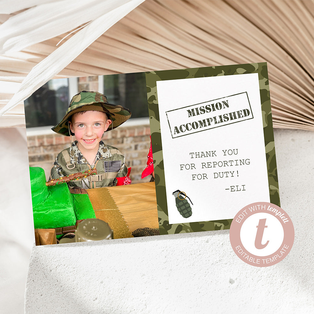 Army Training Birthday Thank You Card – The Painted Barn Studio