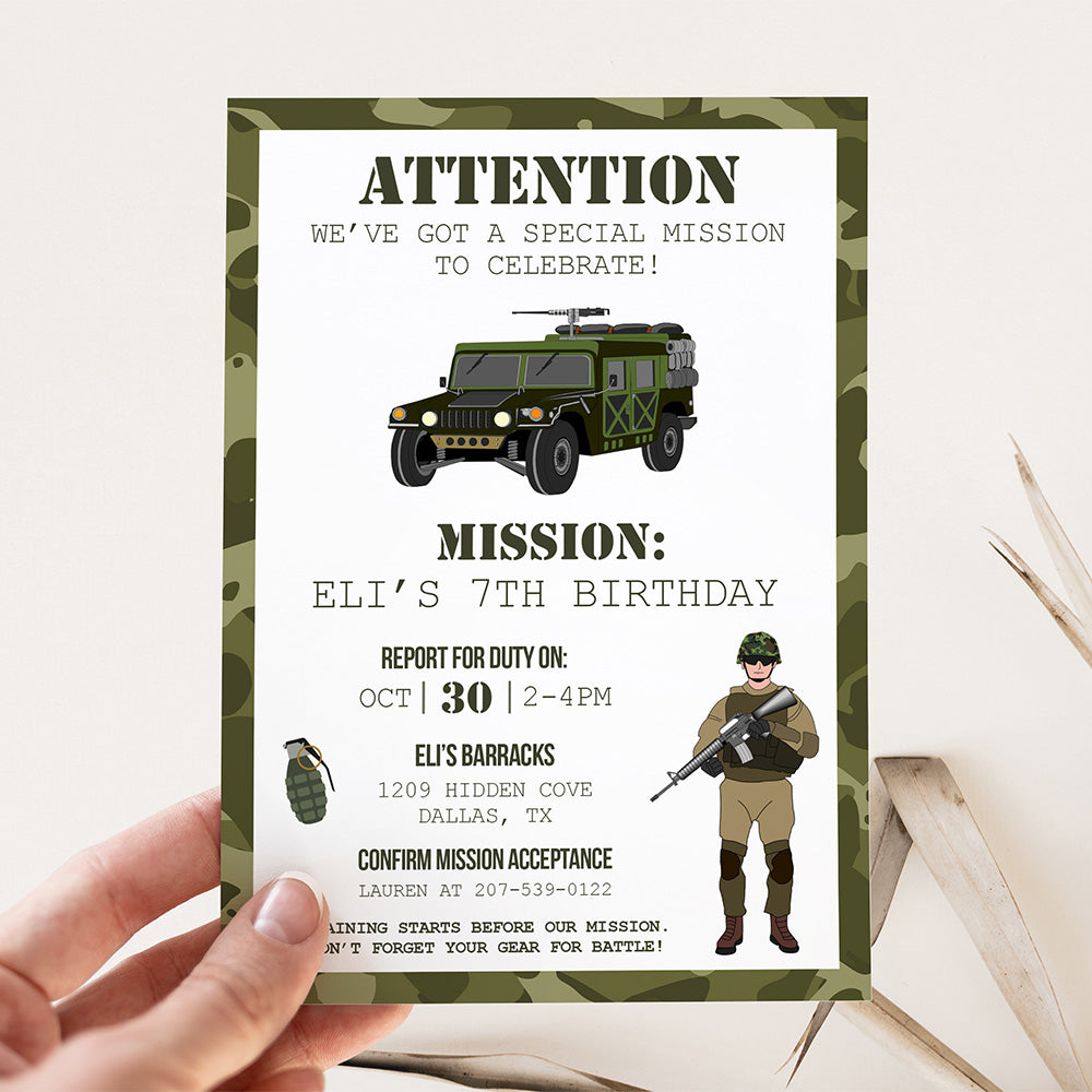 Army Training Birthday Thank You Card – The Painted Barn Studio