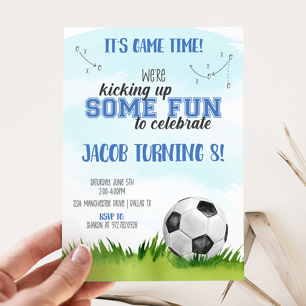 Blue Soccer Birthday Party Invitation – The Painted Barn Studio