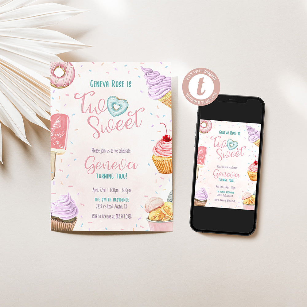 Two Sweet Birthday Invitation – The Painted Barn Studio