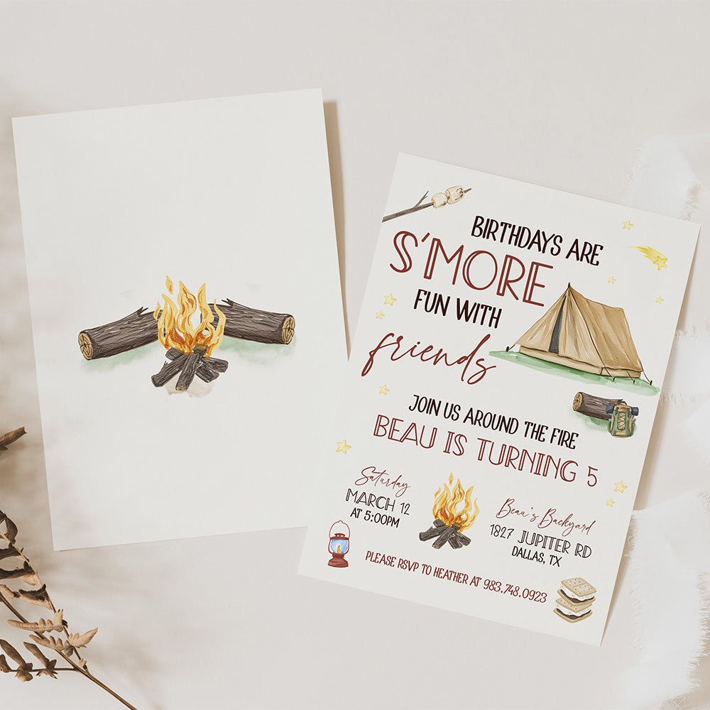 Birthdays are S'more Fun Invitation – The Painted Barn Studio