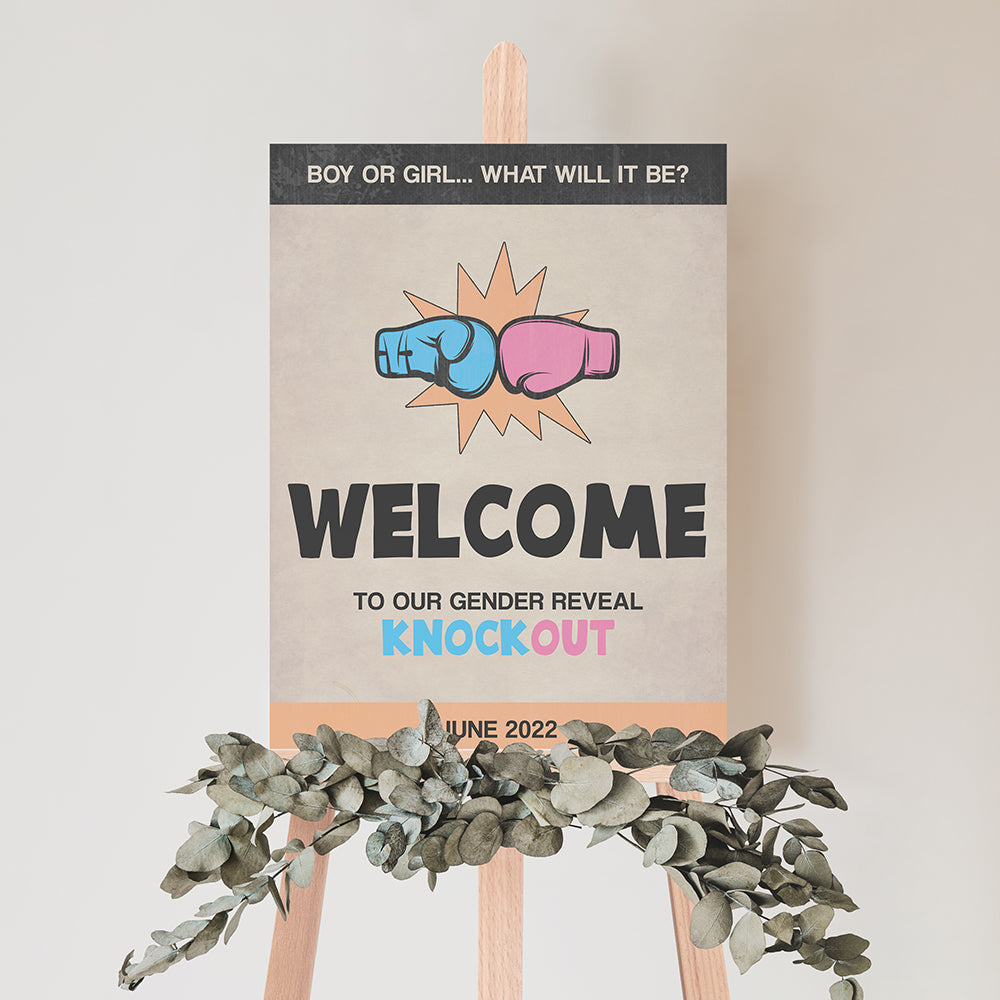 Boxing Gender Reveal Welcome Sign – The Painted Barn Studio